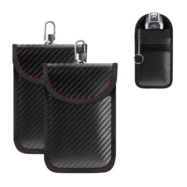 商品名: povtii 車用キーポーチ 2個 RFID信号ブロック 盗難防止キーバッグ カーボンファイバー製 ハッキング防止キーケース カーアクセサリー (Mサイズ) povtii 2 PCS Car Key Pouch, RFID Sig...
