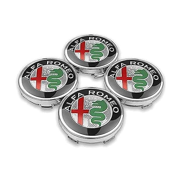 商品名:  KLSDJAGH 4 Pcs Car Hub Center Caps for Alfa Romeo Giulietta Spider GT Giulia Mito 147/156/159/166 Stelvio 60mm, Ri...
