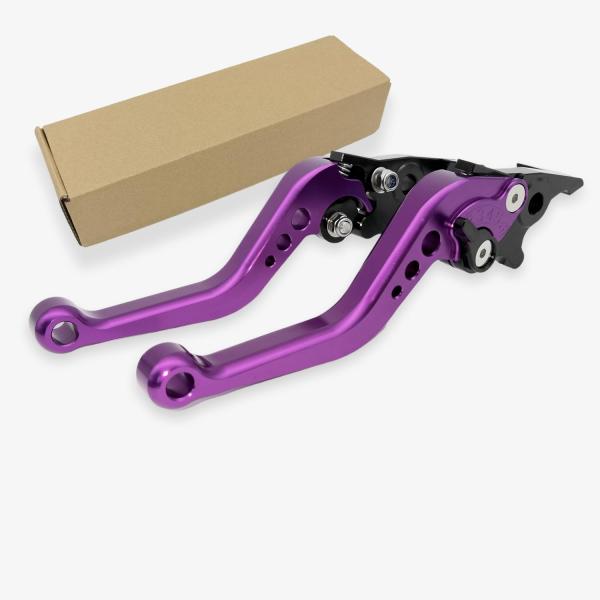 商品名: オートバイブレーキレバー、ユニバーサル調整可能アルミニウム改造ダブルディスククラッチブレーキレバー 1ペア ほとんどのオートバイスクーター電動自転車用 (パープル) Motorbike Brake Lever,1 Pair Uni...