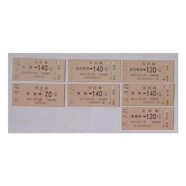 筑前簑島駅・筑前高宮駅・小笹駅・鳥飼駅・西新駅・東唐津駅 25×58 廃線日日付　硬券　未使用　美品  昭58.3.21