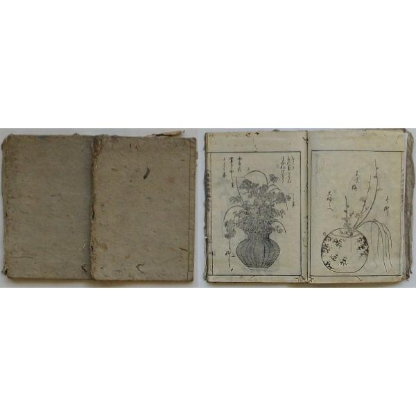 落帽堂暁山 西村源六・渋川清右衞門・中川茂兵衛 225×160 和本　華道　表紙化粧紙剥れ欠、本文天部余白虫損アリ、本文に影響なし　状態経年並 41丁 寛延4