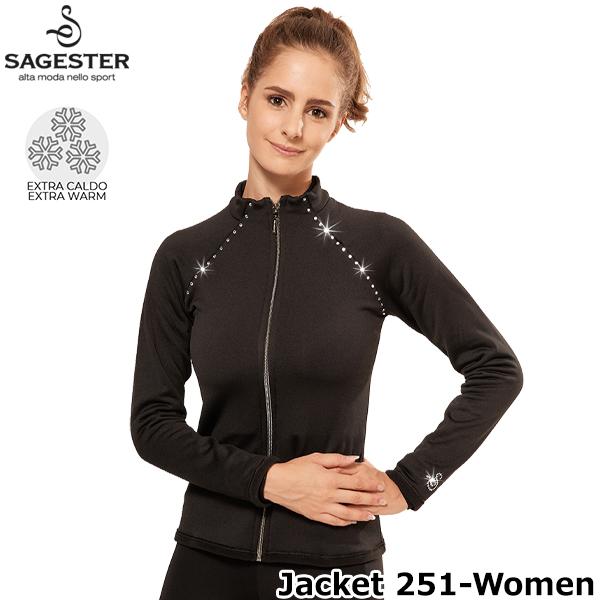 SAGESTER（サジェスター）ジャケット 251 レディース軽くて暖かい、やや厚手のスケートジャケット。肩周りのラインストーンがアクセント☆優れた断熱性で寒いリンクでも暖かさを保ちながら、汗をかいても蒸れにくく、ウェア内を快適に保ちます。...