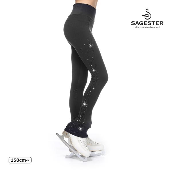 SAGESTER（サジェスター）パンツ 470 レディース柔らかく肌触りの良い生地を使用したレギンスパンツ。サイドに施されたラインストーンがキラキラと輝きます。伸縮性抜群であらゆる動きに対応。ウエスト部分は締め付け感を軽減する幅広タイプ。ハ...