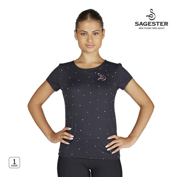 SAGESTER（サジェスター）トップス　088T-shirt with scattered crystals優れた品質の通気性のよいT シャツ。肌を涼しくドライに保ち、オンアイス・オフアイス共に大活躍。毛玉や摩擦に強く、傷みにくい素材を使...