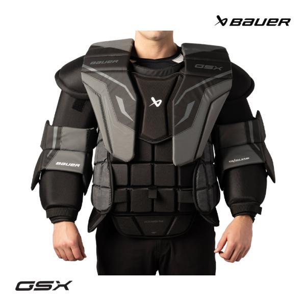 BAUER (バウアー)GKチェスト&amp;アーム S26 GSX SR肩部素材：コンフォートエッジ パディングアーム素材：モールドフォーム（台形断面設計）アームフローター：ダイナミック 3ポイント フレックス検索ワード：アイスホッケー、...