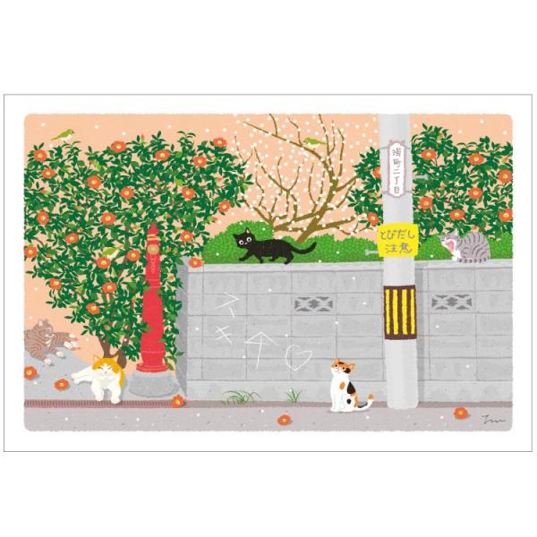 日本の四季の風景を旅している猫　「たびねこ」　です。絵の中の猫達と一緒に、小さな旅を楽しみましょう。サイズ：148×100mm素材：紙株式会社アクティブコーポレーションポストカード　メッセージカード　ギフト　かわいい　プレゼント　ハガキ　葉...