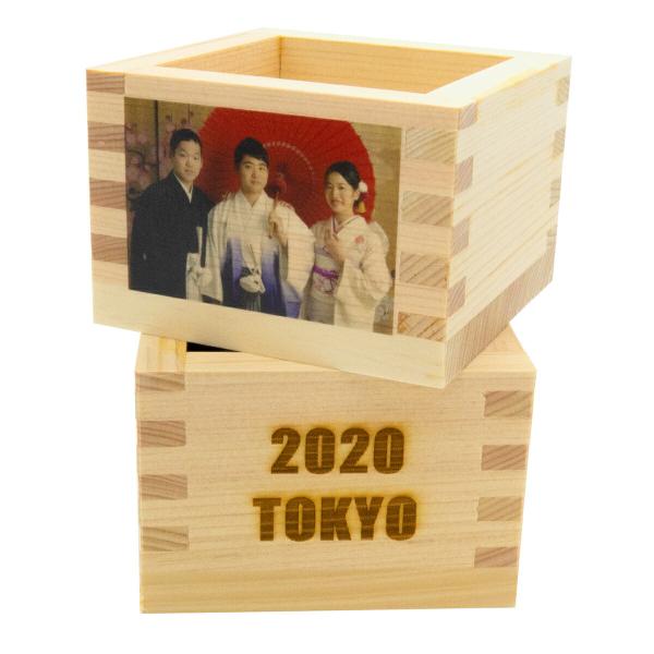 名入れ 一合枡 好きな写真カラープリント ます マス  （高級国産木曽檜 桧 ヒノキ） 文字彫刻費用込み