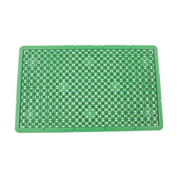 特長小さめの出入り口に適したサイズ展開しています。芝とブレードが粗泥や土砂をかき落とします。仕様厚さ(mm)：12色：グリーン幅(mm)：450長さ(mm)：750材質・仕上げエチレン酢酸ビニール樹脂（EVA）重量1.01kg生産国日本