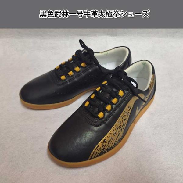 【太極拳】【カンフーシューズ】黒色武林一号牛革太極拳シューズ　24.5cm