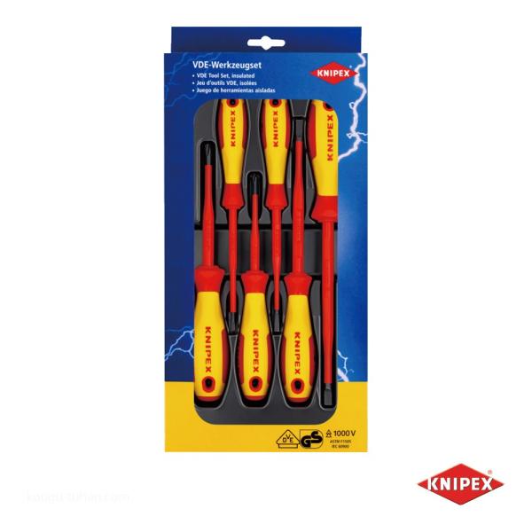 ●名称：絶縁ドライバーセット●メーカー：KNIPEX：クニペックス●型番：002012V02●電工工具、部品＞絶縁工具＞絶縁ドライバー＞絶縁ドライバーセット●セット内容：マイナスドライバー：3.0・4.0・5.5・6.5mm(9820-3....