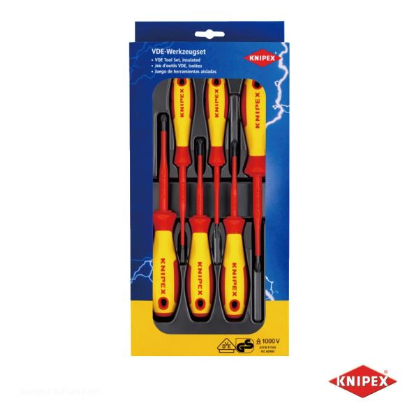 ●名称：絶縁ドライバーセット●メーカー：KNIPEX：クニペックス●型番：002012V04●電工工具、部品＞絶縁工具＞絶縁ドライバー＞絶縁ドライバーセット●セット内容：ポジ用ドライバー：#1・#2(9825-01SL・02SL) プラスド...