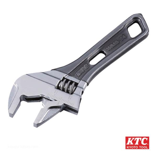 ●名称：ショートモンキレンチ●メーカー：KTC：京都機械工具●型番：WMS-24●JANコード：4989433206738●ハンドレンチ類＞モンキーレンチ＞モンキーレンチ(小型、中型)●仕様：適応二面幅(mm)：6〜24 ヘッド部先端厚み(...