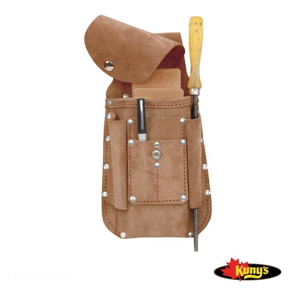 ●名称：ツールポーチ●メーカー：Kuny's：クニーズ●型番：CS-5050●保護具、工具携行、作業着＞工具バッグ、ポーチ、ホルダー＞腰袋、ホルダ、エプロン(革製品)「フタが工具の落下を防ぐ」●仕様：サイズ(mm)：W139×H298 材質...