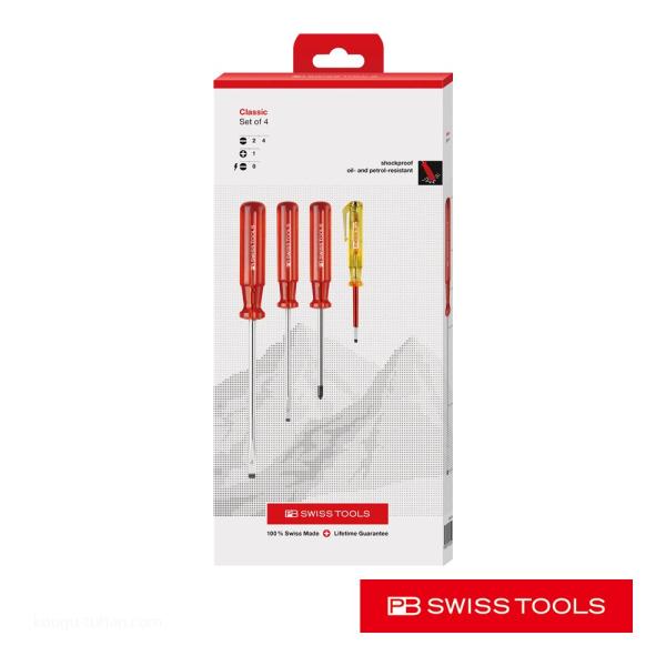 ●名称：ドライバーセット 4本組(BOX)●メーカー：PB SWISS TOOLS：ピービー●型番：1530.CBB●ドライバー＞ドライバーセット●セット内容：マイナスドライバー(100-2・4) 検電ドライバー(175-0) プラスドライ...