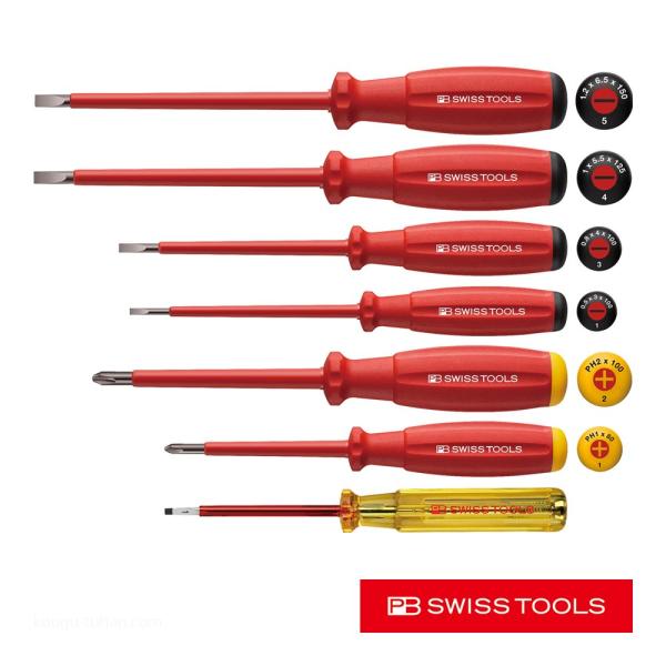 ●名称：スイスグリップ・絶縁ドライバーセット●メーカー：PB SWISS TOOLS：ピービー●型番：58541●電工工具、部品＞絶縁工具＞絶縁ドライバー＞絶縁ドライバーセット「滑りにくいエラストマーカバーのパワーハンドル採用」●セット内容...