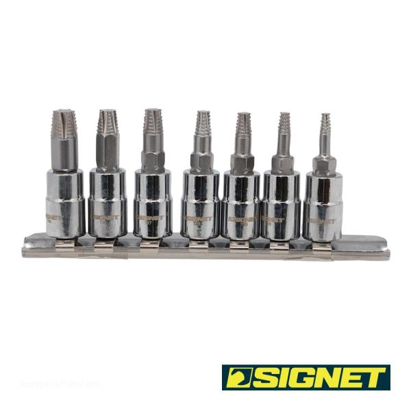 ●名称：1/4DR 7PCヘックスローブボルトリムーバーソケットセット●メーカー：SIGNET：シグネット●型番：21877●一般機械向け工具＞ボルト、ナット修正工具＞スクリューエキストラクター●セット内容：ソケット：T10・T15・T20...