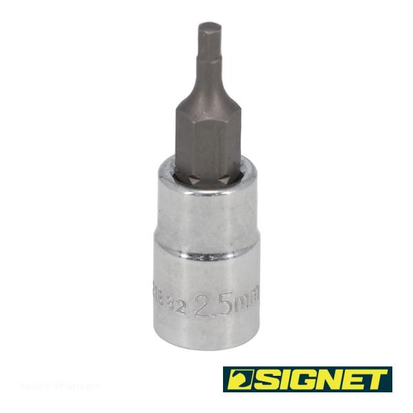 ●名称：1/4DR 2.5MM ヘックスビットソケット●メーカー：SIGNET：シグネット●型番：21882●ソケット＞六角ビットソケット●仕様：全長(mm)：37 質量(g)：13●特長：使いやすいビットソケット。▼ 詳しくは下記、商品情...