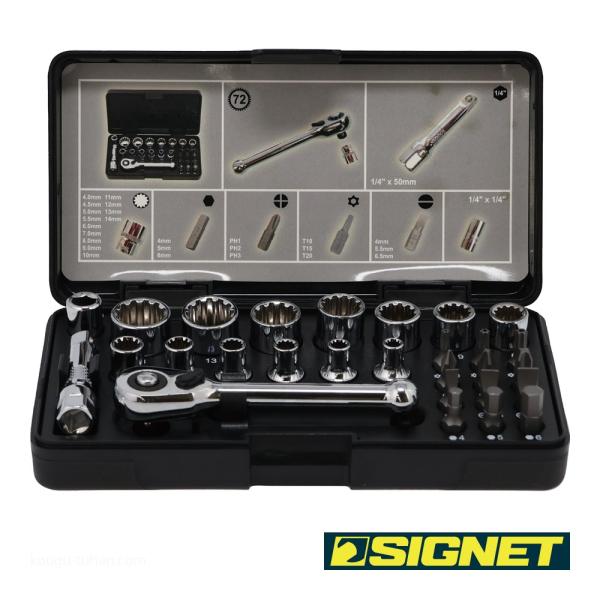 ●名称：1/4DR スプラインソケット&amp;ビットセット 28PC●メーカー：SIGNET：シグネット●型番：22038●ハンドレンチ類＞ラチェットレンチ＞ラチェットレンチ・セット品「様々なタイプのボルトに対応」●セット内容：スプライン...