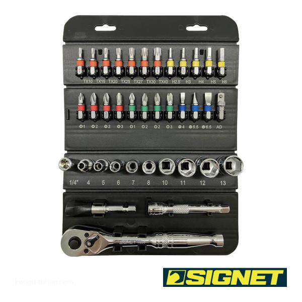 ●名称：ロールチョイス 37PC 1/4SQソケット&amp;ビットセット●メーカー：SIGNET：シグネット●型番：22041●ハンドレンチ類＞ラチェットレンチ＞ラチェットレンチ・セット品「大容量で収納時はロール状」●セット内容：1/4S...