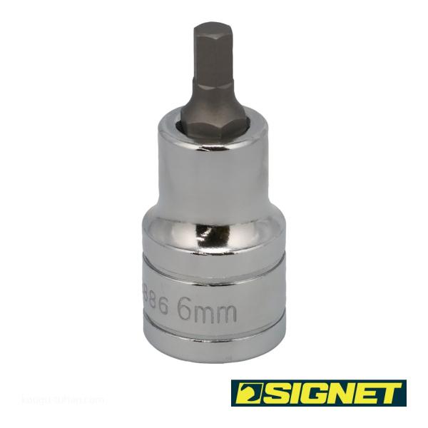 ●名称：1/2DR 6MM ヘックスビットソケット●メーカー：SIGNET：シグネット●型番：23886●ソケット＞六角ビットソケット「六角キャップスクリュー用のビットソケット」●仕様：差込角(SQ)：1/2 サイズ(mm)：6 全長(L1...