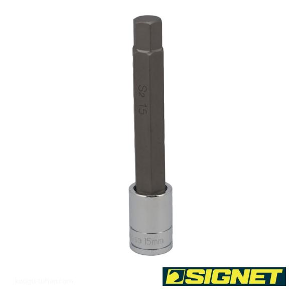 ●名称：1/2DR 15MM ロングヘックスビットソケット●メーカー：SIGNET：シグネット●型番：23953●ソケット＞六角ビットソケット「六角キャップスクリュー用のロングビットソケット」●仕様：差込角(SQ)：1/2 サイズ(mm)：...