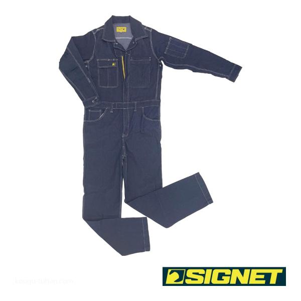 ●名称：デニムツナギ長袖 L●メーカー：SIGNET：シグネット●型番：49628●保護具、工具携行、作業着＞作業着「ストレッチ生地で動きやすい」●仕様：サイズ：L 目安身長(cm)：約169-177 ウエスト(cm)：102.5 肩幅(c...