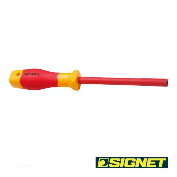●名称：絶縁ナットドライバー 5MM●メーカー：SIGNET：シグネット●型番：E31205●電工工具、部品＞絶縁工具＞絶縁ドライバー＞絶縁その他ドライバー「シグネットの絶縁工具は絶縁工具唯一の国際規格であるIEC60900に適合」●仕様：...