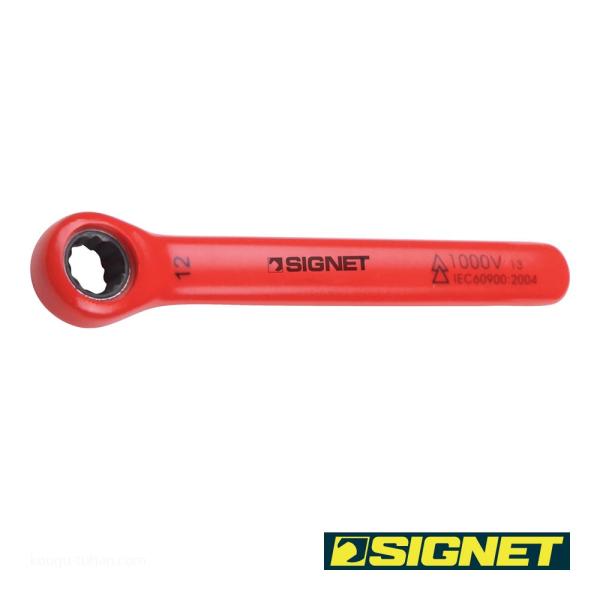 ●名称：絶縁SIGNETレンチ 12MM●メーカー：SIGNET：シグネット●型番：E42712●電工工具、部品＞絶縁工具＞絶縁レンチ＞絶縁スパナ、絶縁メガネ「シグネットの絶縁工具は絶縁工具唯一の国際規格であるIEC60900に適合」●仕様...