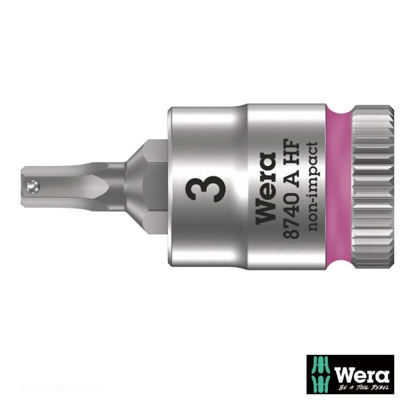 ●名称：8740 A HF 1/4SQ六角ビットソケット(ホールド仕様) 3.0mm 全長28.0mm●メーカー：Wera：ヴェラ●型番：05003332001●ソケット＞六角ビットソケット「1/4DR、保持機能を備えたサイクロップビットソ...