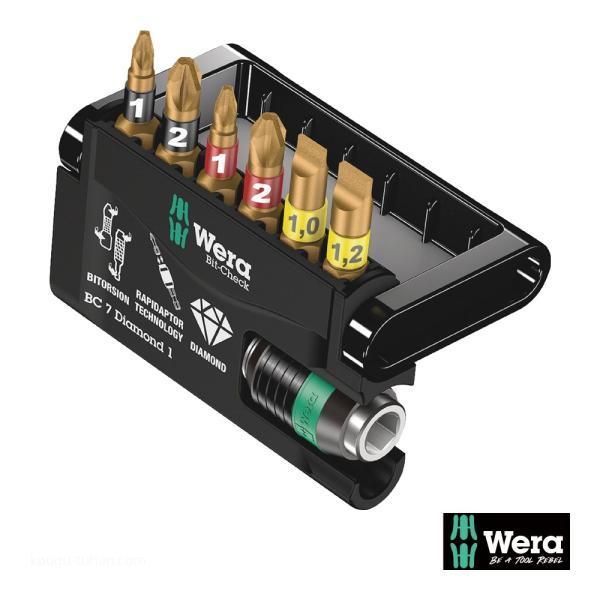 ●名称：ビットチェック7 汎用ダイヤモンドビットセット(7点)●メーカー：Wera：ヴェラ●型番：05057416001●ビット＞ビットセット「ビットの先端に小さなダイヤモンド粒子コーティング」●セット内容：ビットホルダー：1/4"×50m...