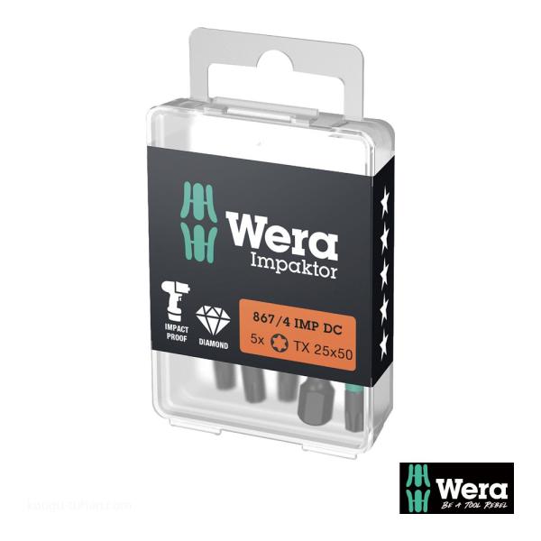 ●名称：867/4 IMP DC インパクトトルクスビット(ダイヤコート)5本組 TX25 L50mm●メーカー：Wera：ヴェラ●型番：05057665001●ビット＞へクスローブ(トルクス)ビット「高品質のインパクト用ビット」●仕様：入...