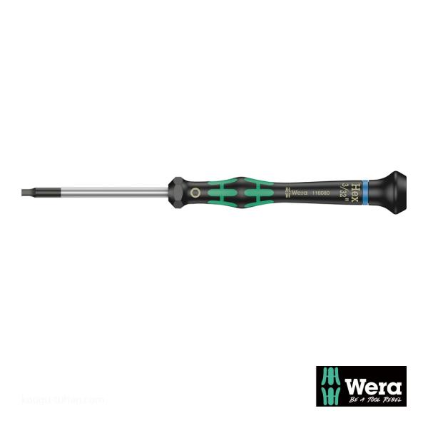 ●名称：2054 精密六角ドライバー 3/32インチ 軸長60mm●メーカー：Wera：ヴェラ●型番：05118080001●ドライバー＞六角棒ドライバー(インチ)「ヘックス用の精密ドライバー」●仕様：先端サイズ(inch)：3/32 軸長...