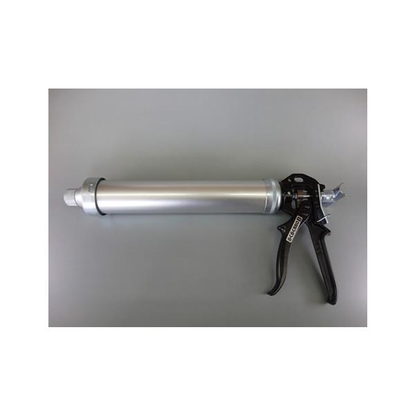 ※簡易包装(外箱をエアクッションで梱包)でのお届けとなります。らくらく550B　コーキングガン（パワーミドルサイズ）シリンダーガンのパワースタンダードタイプハンドル部の耐久性向上（スライドバーの採用）1液の変成シリコン、サイディングなど高粘...