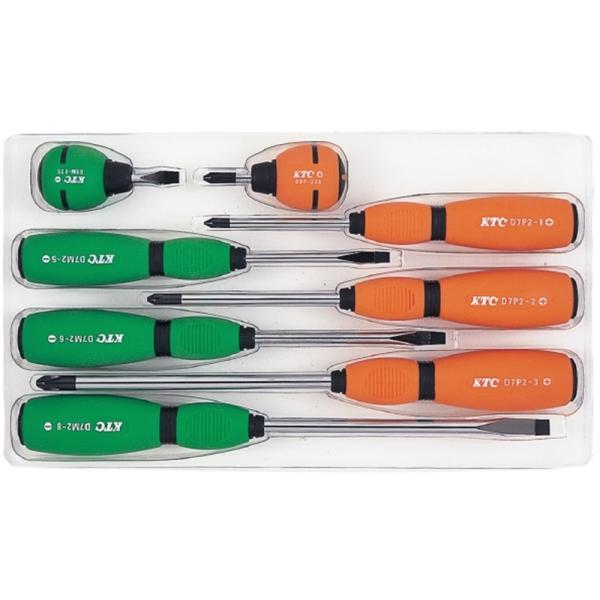 ●重さ(kg)：1●グリップは軽く、ベトつき感がなく、環境にやさしい素材(エラストマ)を採用しています。●グリップのオレンジ色はプラス、グリーン色はマイナスを表しています。●パッケージはトレイとして使用できます。●軸の材質はCr-Vです。●...