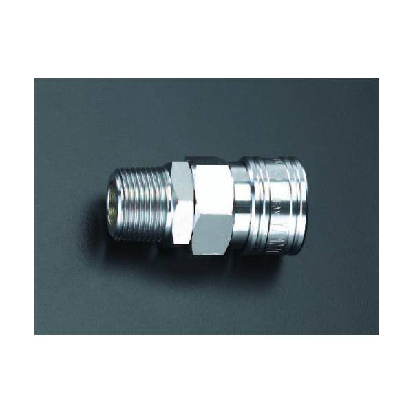 "●型…40型●使用圧力…1.5MPa●エアー用●材質…鋼鉄(クロムメッキ)●適合品番…EA140DA-15・-16、DB-15・-16、DC-15・-16用●ねじサイズ…R（PT）3/4”…水道、ガス、エアー用配管部材/エアーホース用カプ...