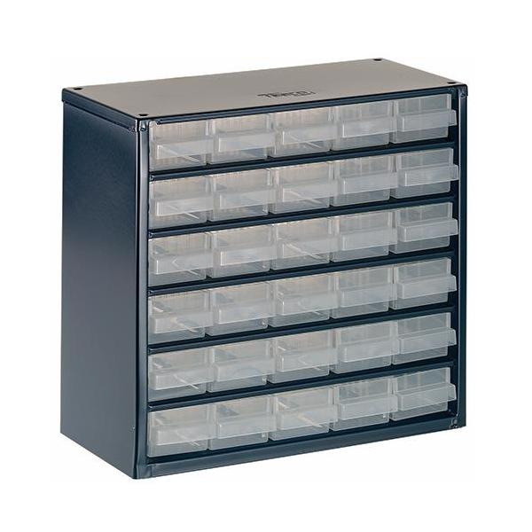 "●サイズ…307×150×285(H)mm●引き出し…外寸：55×153×41(H)mm内寸：52×135×35(H)mm●材質…外側：スチール　引き出し：樹脂●重量…2.7kg●仕切り板…10枚（付属）●別売アクセサリー…引出し（1個）...