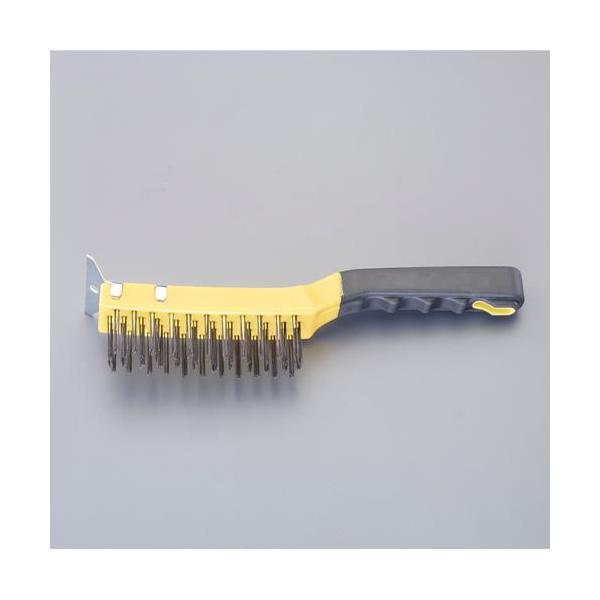 "●スクレーパー材質…スチール●ソフトグリップ付●行数…4行●ブラシサイズ…33×125mm●毛丈…35mm●全長…295mm●線径…0.3mm…やすり、砥石、研磨材、ワイヤーブラシ/ワイヤーブラシ…"