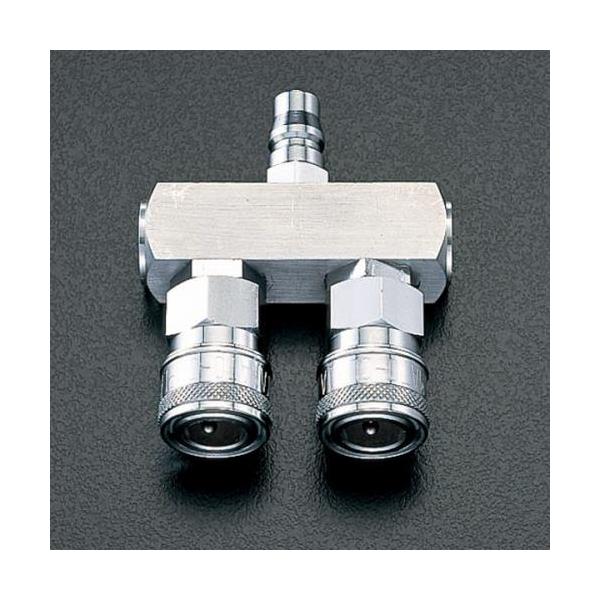 "●型…20型●使用圧力…1.0MPa●材質…鋼鉄(クロムメッキ)・アルミニウム●1本の空気配管から同時に2本の空気を分岐することができます。…水道、ガス、エアー用配管部材/エアーホース用カプラー…"