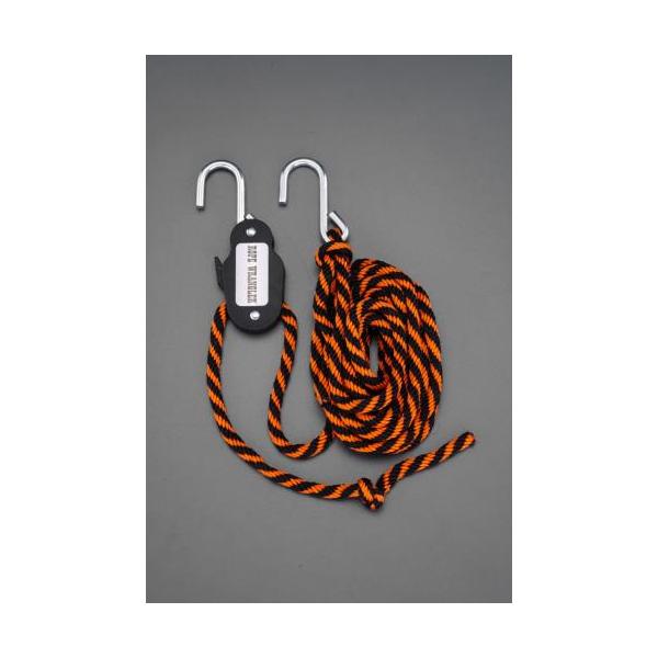 "●ロープサイズ…&amp;phi;9.5mm×4.8m●使用荷重…22kg●フック材質…スチール●フック線径…7.5mm●フック内径…約30mm●重量…430g●引っ張るだけでしっかり固定します。●緩める時はレバーを押すだけ。…ジャッキ、...