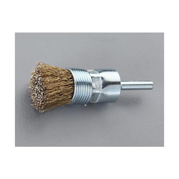 "●材質…鉄、真鍮メッキ●最大回転数…4500rpm●外径…16mm●軸径…6mm●毛丈…30mm●全長…80mm●線径…0.3mm●重量…36g…電動・エアー工具用先端工具、切削工具/(6mm軸)軸付ブラシ…"