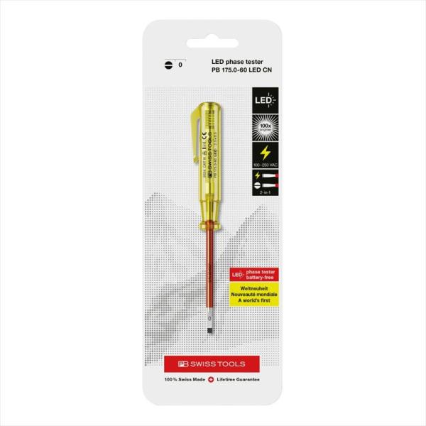 ●使用範囲：AC 100V〜250V●適合ネジ：M1.6●刃先厚(mm)：0.5●刃先幅(mm)：2.5●軸径(φmm)：3●軸長(mm)：60●全長(mm)：135●質量(g)：17●台紙付●AC100〜250V用のLED検電ドライバーで...