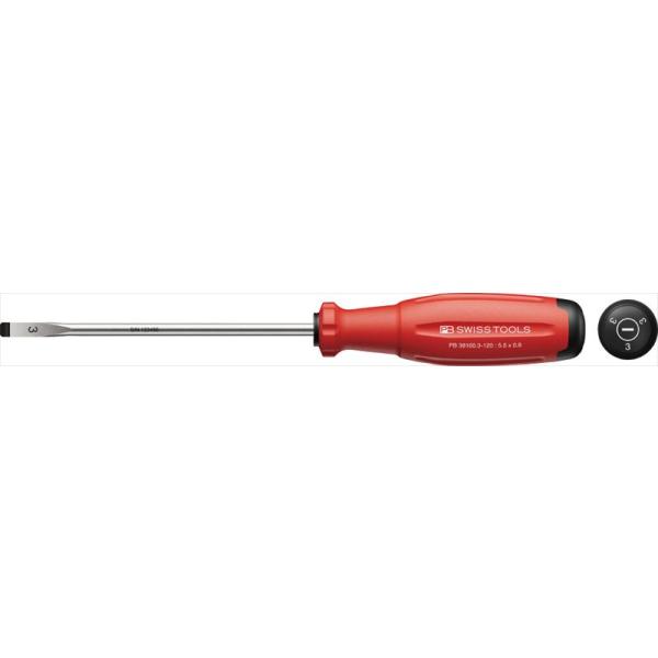 ●全長(mm)：224●軸長(mm)：120●軸径(φmm)：5●刃先幅(mm)：5.5●刃先厚(mm)：0.8●適合ネジ：M3●質量(g)：71●スイスグリップEVOは３種の素材からなる新型ハンドルです。●ハンドル形状は円形に改良されてお...