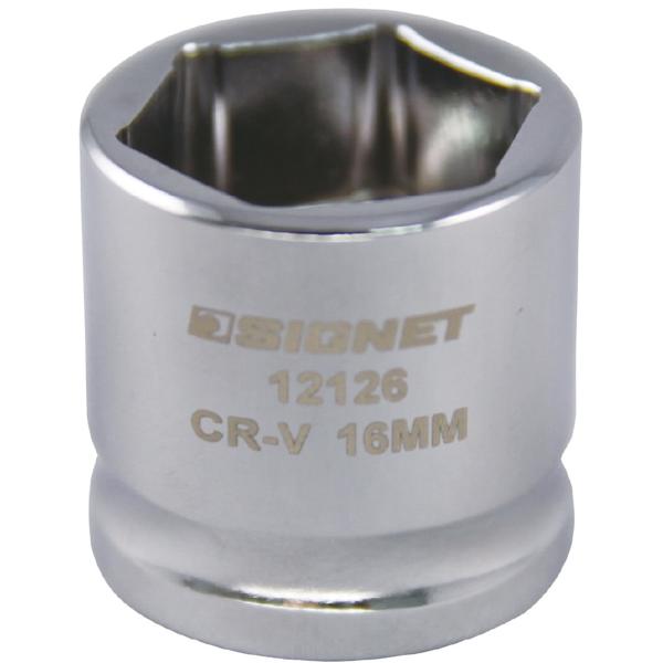 ●差込角(DR)：3/8●ソケット全長(L；mm)：22●サイズ(S；mm)：16●先端部外径(D1；mm)：22●差込部外径(D2；mm)：22●差込部深さ(T；mm)：8.5●質量(g)：36●材質：クロムバナジウム鋼●ミラー仕上げのメ...