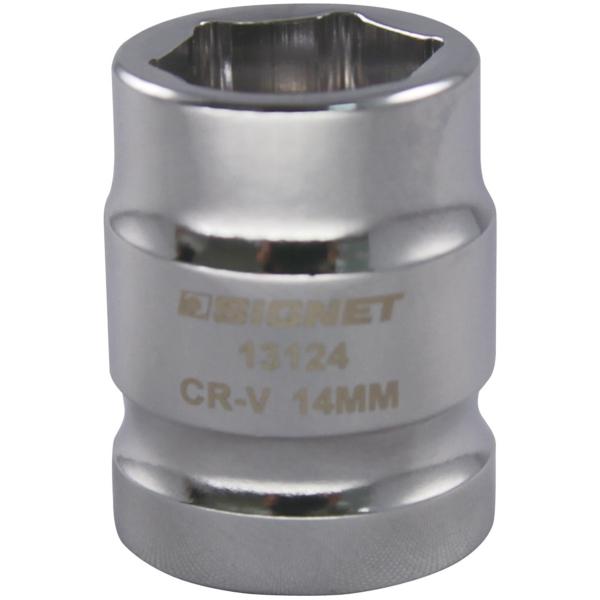 ●差込角(DR)：1/2●ソケット全長(L；mm)：28●サイズ(S；mm)：14●先端部外径(D1；mm)：20.5●差込部外径(D2；mm)：22●差込部深さ(T；mm)：6.12●質量(g)：41●材質：クロムバナジウム鋼●ミラー仕上...