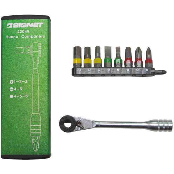 ●ケースカラー：グリーン●ミニラチェット全長(mm)：93●ヘッド幅(mm)：15●ヘッド厚み(mm)：10●ギア数：52●ビット全長(mm)：25●ケースサイズ(mm)：W119×D40×H15●DIYや自転車の車載工具にも最適。●ミニラ...