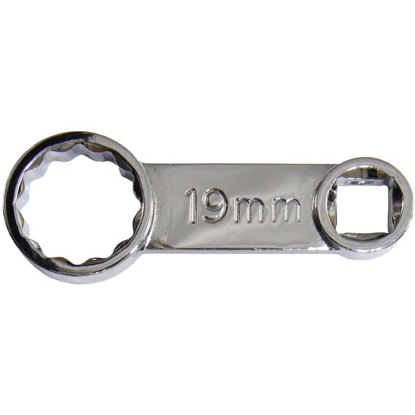 ●差込角(SQ)：3/8●材質：クロームバナジウム鋼●サイズ(mm)：19●有効長(mm)：50●トルクレンチに取り付けて使用します。●ソケットではどうしても締められない場所にあるボルト・ナットのトルク管理に大変便利なトルクアダプターです。...