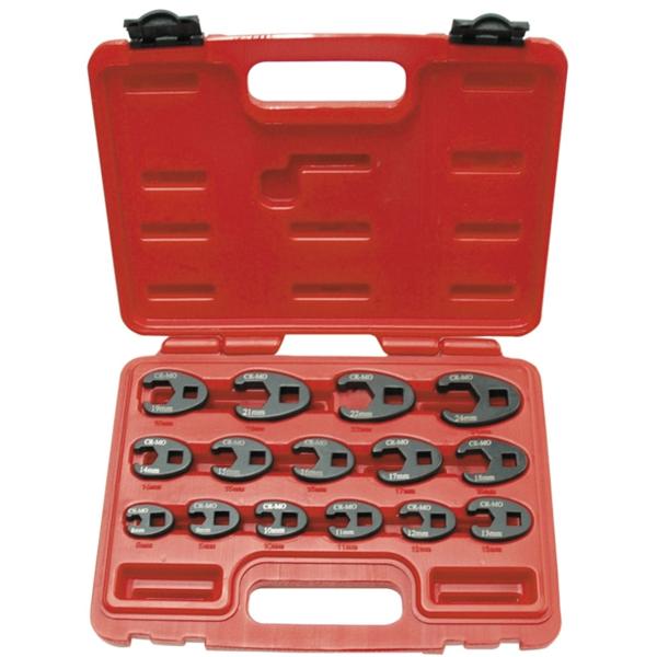 ●ケースサイズ(mm)：235×300×50●差込角(SQ)：3/8(8〜19mm)・1/2(21〜24mm)●15サイズ入りのクローフットレンチセット。●ケース付き。●ブレーキ周りの整備に最適。クローフットレンチ：8・9・10・11・12...
