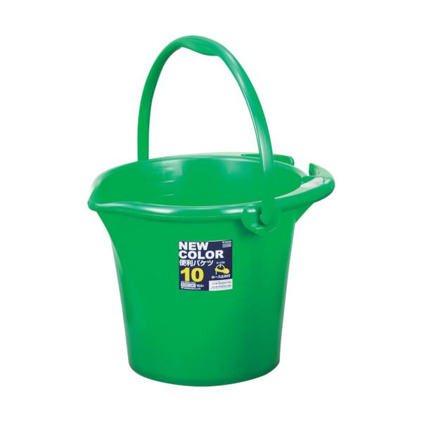 "●ホース止めやタオル掛けの付いた使い勝手の良いカラーバケツです。<br><br>●容量(L)：10.5<br>●間口(mm)：345<br>●高さ(mm)：255<br>●色：グ...