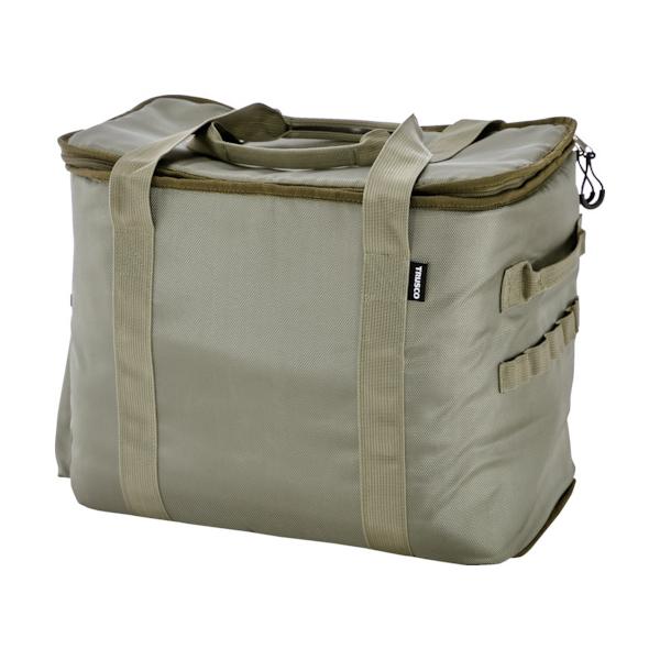 "●幅広マジックテープで台車のハンドルやスーツケースのハンドルに固定ができます。<br>●持ち手にマグネットが入っており、二つの持ち手をくっつけることができます。<br>●内側4面と天面に保冷剤を収納できるポケットが...