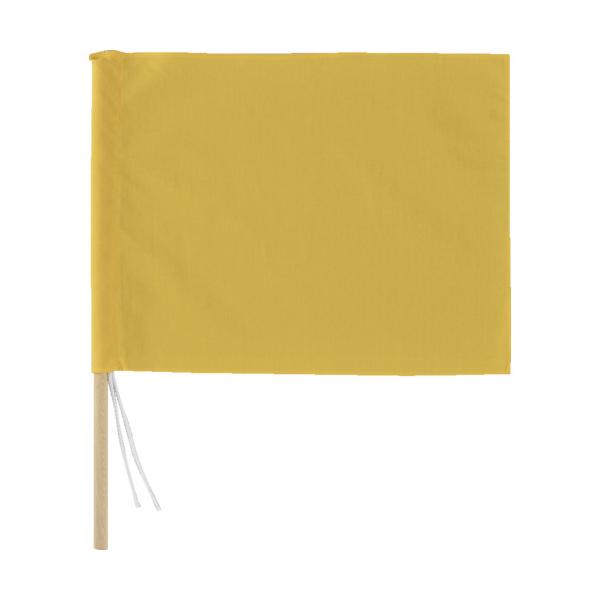 "●軽くて丈夫です。<br>●使いやすく、持ち運びしやすい、木棒付きのシンプルな手旗です。<br><br>●交通整理など。<br><br>●色：イエロー<br>●旗サイ...